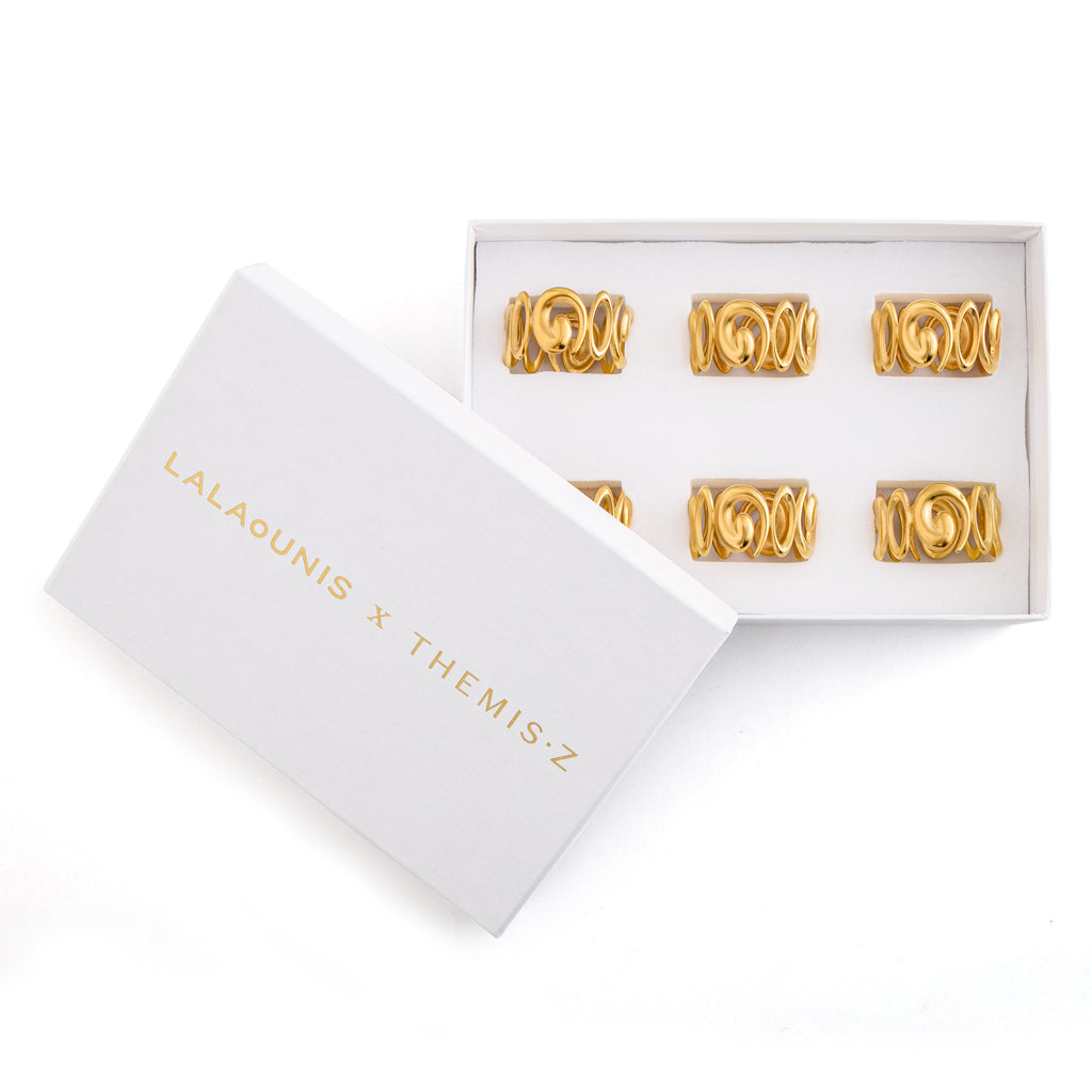 Kallos Gold Plated Napkin Ring, Set of 2| Ilias Lalaounis X THEMIS Z ...